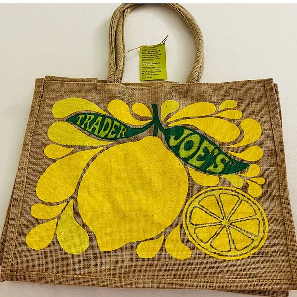 Trader Joe’s | Bags | Trader Joes Jute Lemon Lime Tote Bag 223 New Nwt ...